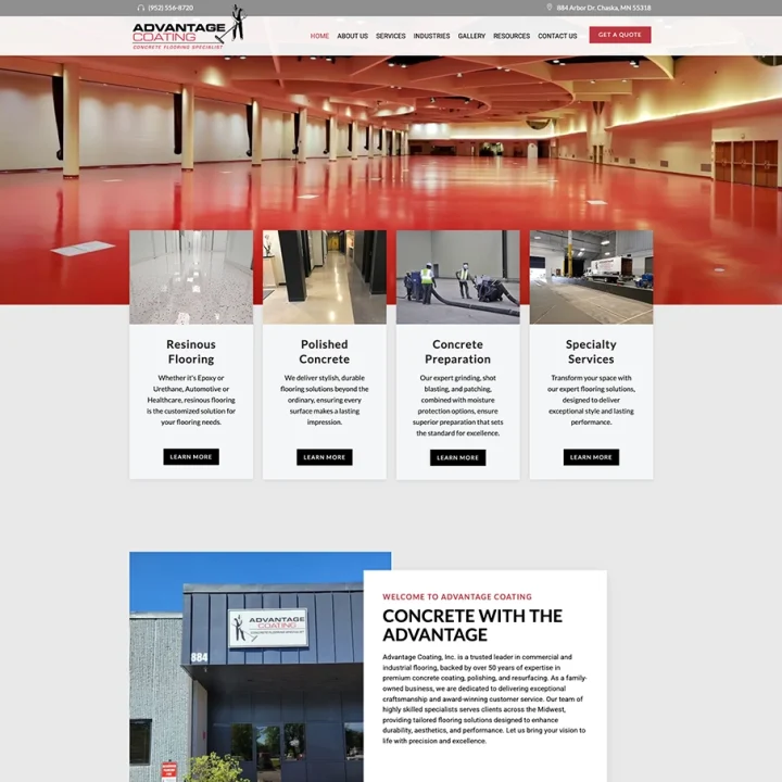 Advantage Coating Web Design | Website Optimization Services